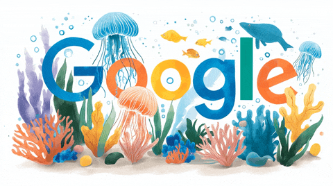 Colorful Underwater Ocean Google Doodle - Custom Doodle for Google