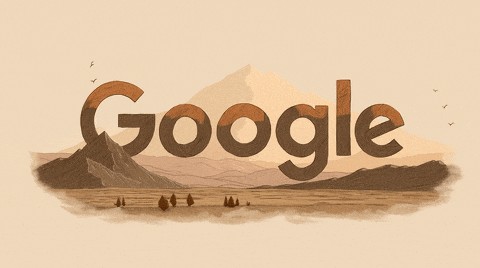 Fall Mountain Landscape Google Doodle - Custom Doodle for Google