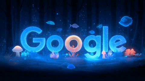 Underwater Ocean Neon Google Doodle - Custom Doodle for Google