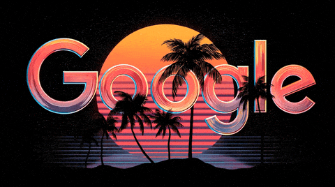 Google Vaporwave Sunset Retro Doodle - Custom Doodle for Google